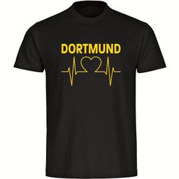 multifanshop® Herren T-Shirt - Dortmund - Herzschlag - Druck gelb