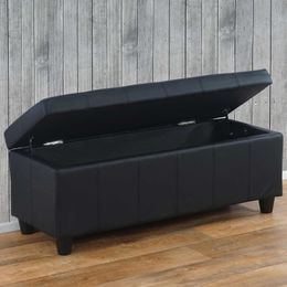 MCW Aufbewahrungs-Truhe Kriens, Sitzbank Bank, Kunstleder, 45x114x45cm ~ schwarz matt