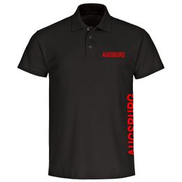 multifanshop® Poloshirt - Augsburg - Brust & Seite - Druck rot