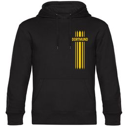 multifanshop® Kapuzen Sweatshirt - Dortmund - Streifen - Druck gelb