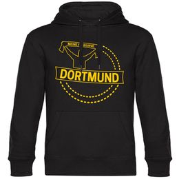 multifanshop® Kapuzen Sweatshirt - Dortmund - Meine Fankurve - Druck gelb