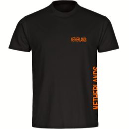 multifanshop® Herren T-Shirt - Netherlands - Brust & Seite - Druck orange