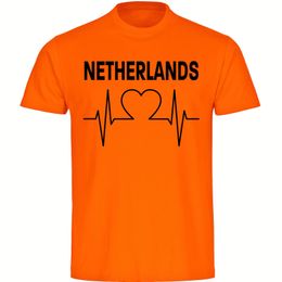 multifanshop Herren T-Shirt - Netherlands - Herzschlag - Druck schwarz - Männer