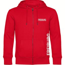 multifanshop® Kapuzen Sweatshirt Jacke - Freiburg - Brust & Seite - Druck weiß