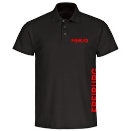 multifanshop® Poloshirt - Freiburg - Brust & Seite - Druck rot