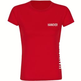 multifanshop Damen T-Shirt - Hannover - Brust & Seite - Druck weiß - Frauen