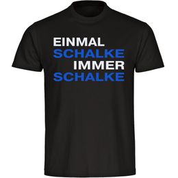 multifanshop Herren T-Shirt - Schalke - Einmal Immer - Druck blau - Männer