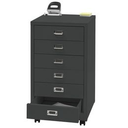 Rollcontainer MCW-L49, Schubladenschrank Stahlschrank Aktenschrank, Metall 75x40x41cm 6 Schubladen ~ dunkelgrau