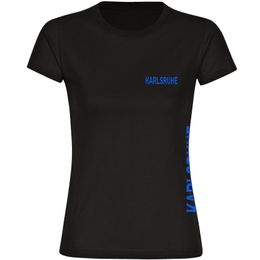 multifanshop Damen T-Shirt - Karlsruhe - Brust & Seite - Druck blau - Frauen