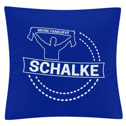 multifanshop® Kissenbezug - Schalke - Meine Fankurve - Druck weiß