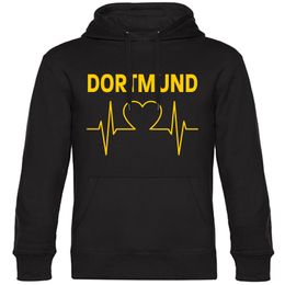 multifanshop® Kapuzen Sweatshirt - Dortmund - Herzschlag - Druck gelb