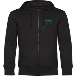 multifanshop® Kapuzen Sweatshirt Jacke - Wolfsburg - Herzschlag - Druck grün