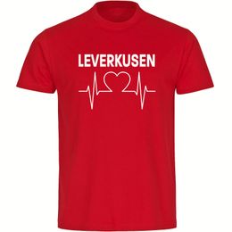 multifanshop® Herren T-Shirt - Leverkusen - Herzschlag - Druck weiß