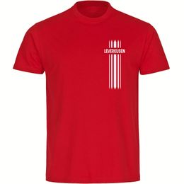 multifanshop® Herren T-Shirt - Leverkusen - Streifen - Druck weiß