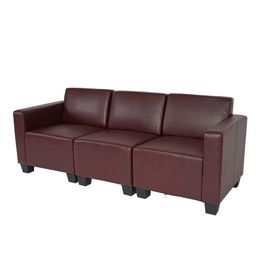 MCW Modular 3-Sitzer Sofa Couch Moncalieri, Kunstleder ~ rot-braun