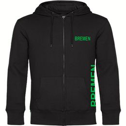 multifanshop® Kapuzen Sweatshirt Jacke - Bremen - Brust & Seite - Druck grün