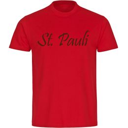 multifanshop Herren T-Shirt - St. Pauli - Schriftzug - Druck braun - Männer