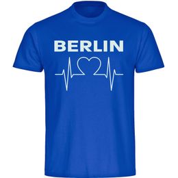 multifanshop Herren T-Shirt - Berlin blau - Herzschlag - Druck weiß - Männer