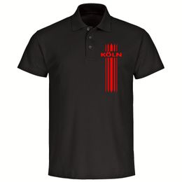 multifanshop® Poloshirt - Köln - Streifen - Druck rot