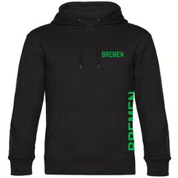 multifanshop® Kapuzen Sweatshirt - Bremen - Brust & Seite - Druck grün