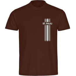 multifanshop® Herren T-Shirt - St. Pauli - Streifen - Druck weiß