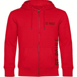 multifanshop Kapuzen Sweatshirt Jacke - St. Pauli - Brust & Seite - Druck braun - Sweat