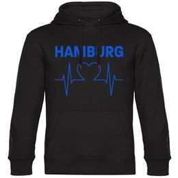multifanshop Kapuzen Sweatshirt - Hamburg - Herzschlag - Druck blau - Hoodie