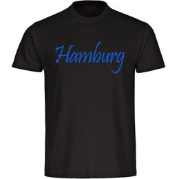 multifanshop® Herren T-Shirt - Hamburg - Schriftzug - Druck blau