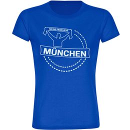 multifanshop Damen T-Shirt - München blau - Meine Fankurve - Druck weiß - Frauen