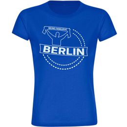 multifanshop Damen T-Shirt - Berlin blau - Meine Fankurve - Druck weiß - Frauen