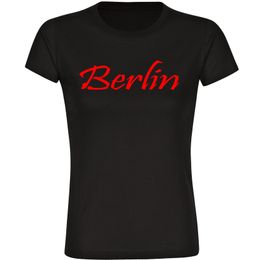 multifanshop Damen T-Shirt - Berlin rot - Schriftzug - Druck rot - Frauen