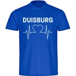 multifanshop Herren T-Shirt - Duisburg - Herzschlag - Druck weiß - Männer