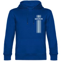 multifanshop® Kapuzen Sweatshirt - Karlsruhe - Streifen - Druck weiß