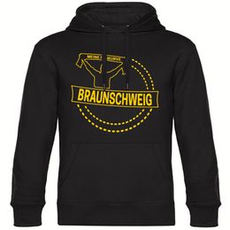 multifanshop® Kapuzen Sweatshirt - Braunschweig - Meine Fankurve - Druck gelb