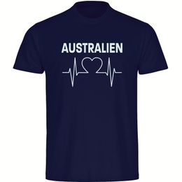 multifanshop® Herren T-Shirt - Australien - Herzschlag - Druck weiß