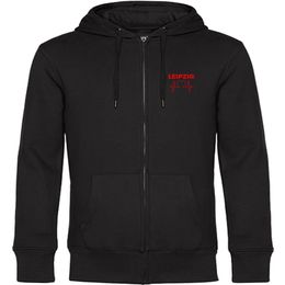 multifanshop Kapuzen Sweatshirt Jacke - Leipzig - Herzschlag - Druck rot - Sweat