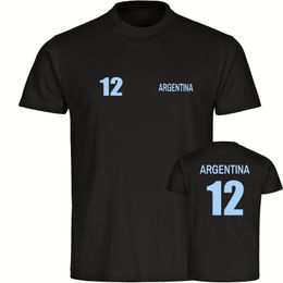 multifanshop® Kinder T-Shirt - Argentina - Trikot 12 - Druck hellblau