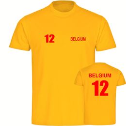 multifanshop Kinder T-Shirt - Belgium - Trikot Nummer 12 - Druck rot - Kind