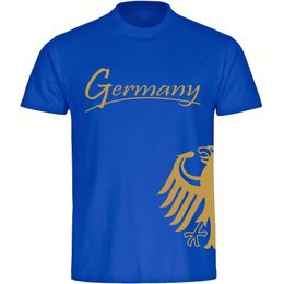 multifanshop® Herren T-Shirt - Germany - Adler seitlich Gold - Druck gold metallic