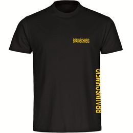 multifanshop® Herren T-Shirt - Braunschweig - Brust & Seite - Druck gelb