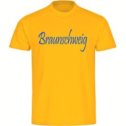 multifanshop® Herren T-Shirt - Braunschweig - Schriftzug - Druck blau