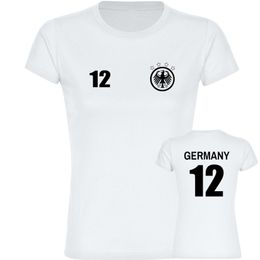 multifanshop Damen T-Shirt - Germany - Adler Retro Trikot 12 - Druck schwarz - Frauen