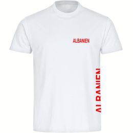 multifanshop® Kinder T-Shirt - Albanien - Brust & Seite - Druck rot