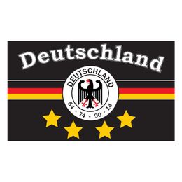 XXL Flagge DEUTSCHLAND schwarz 4 STERNE 250 x 150 cm mit 3 Messingösen