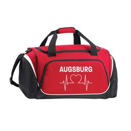 multifanshop® Sporttasche - Augsburg - Herzschlag - Druck weiß