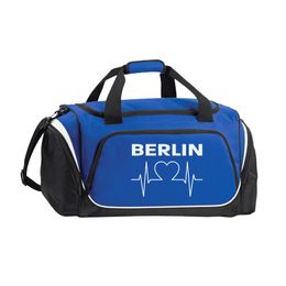 multifanshop® Sporttasche - Berlin blau - Herzschlag - Druck weiß