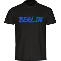 multifanshop® Herren T-Shirt - Berlin blau - Textmarker - Druck blau