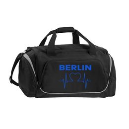 multifanshop® Sporttasche - Berlin blau - Herzschlag - Druck blau