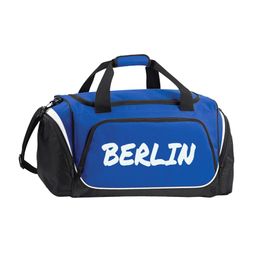 multifanshop® Sporttasche - Berlin blau - Textmarker - Druck weiß