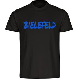 multifanshop® Herren T-Shirt - Bielefeld - Textmarker - Druck blau